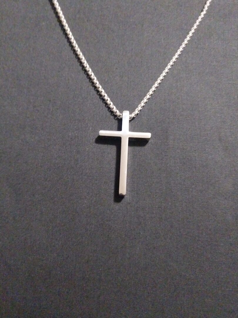 Silver Plated Cross Necklace with Box Chain